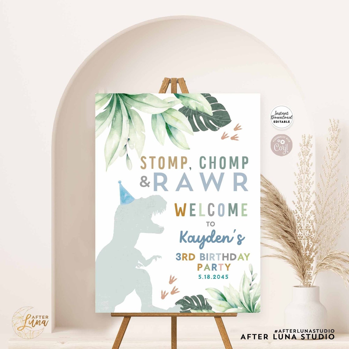 Editable Boy T Rex Two Three Rex Birthday Party Welcome Sign - Etsy