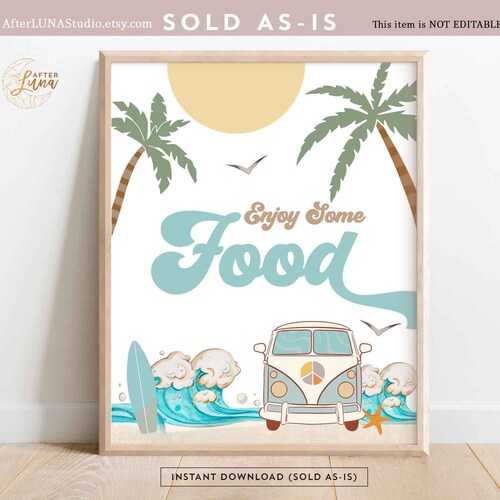 Boy Surfing Surf Birthday Decor Snack Shack Sign the Big One - Etsy