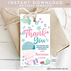 Editable Snow Cone Water Party Waterslide Birthday Thank You Party ...