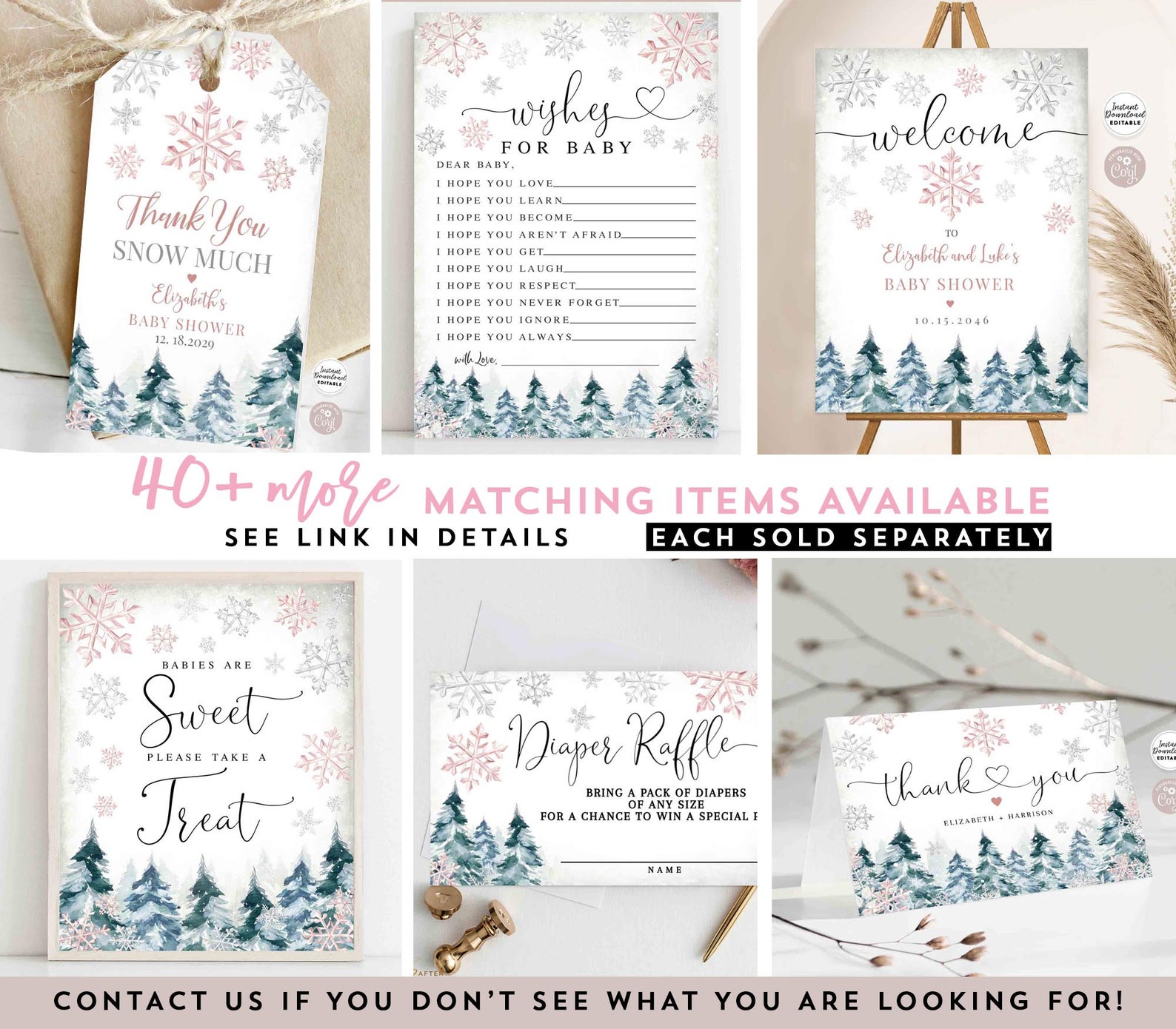 Winter Pink Snowflake Baby Shower Game Baby Bingo Game Winter - Etsy
