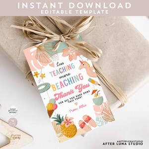 Editable Less Teaching More Beaching Summer Teacher Appreciation Gift ...