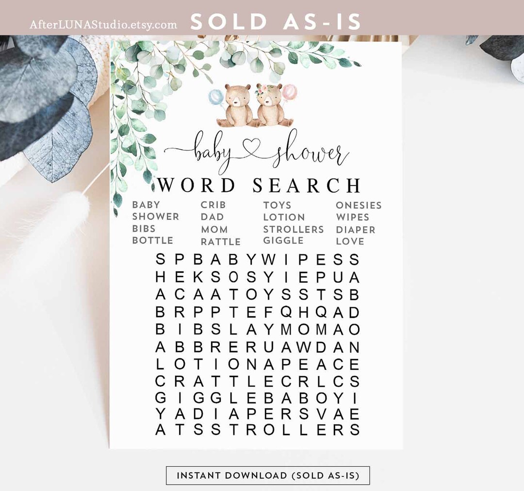 TWINS Greenery Boy Girl Teddy Bear Baby Word Search Game Virtual Twin ...