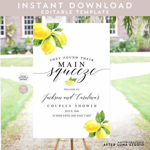 EDITABLE They Found Their Main Squeeze Lemon Couples Shower - Etsy