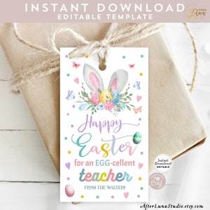 EDITABLE Personalized Easter Teacher Tag Tags Printable Easter Egg ...