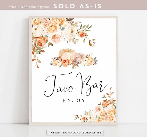 Fall Pumpkin Taco Bar Sign Printable Pumpkin Baby Sprinkle - Etsy