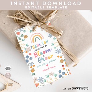 Editable Flower Teacher Appreciation Gift Tags End of Year Thank You ...