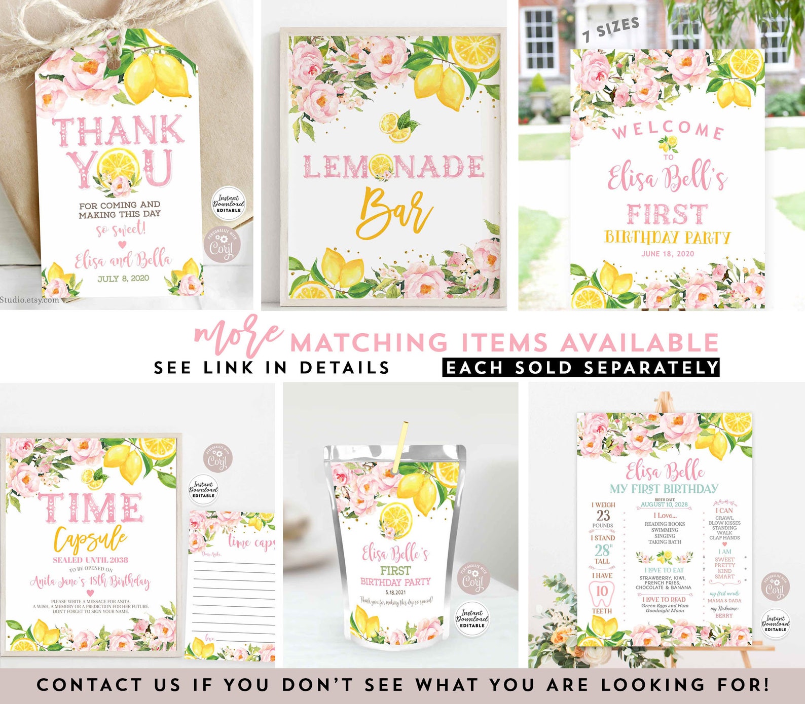 Editable ANY AGE Pink Lemon Lemonade Birthday Chip Bag Wrapper ...