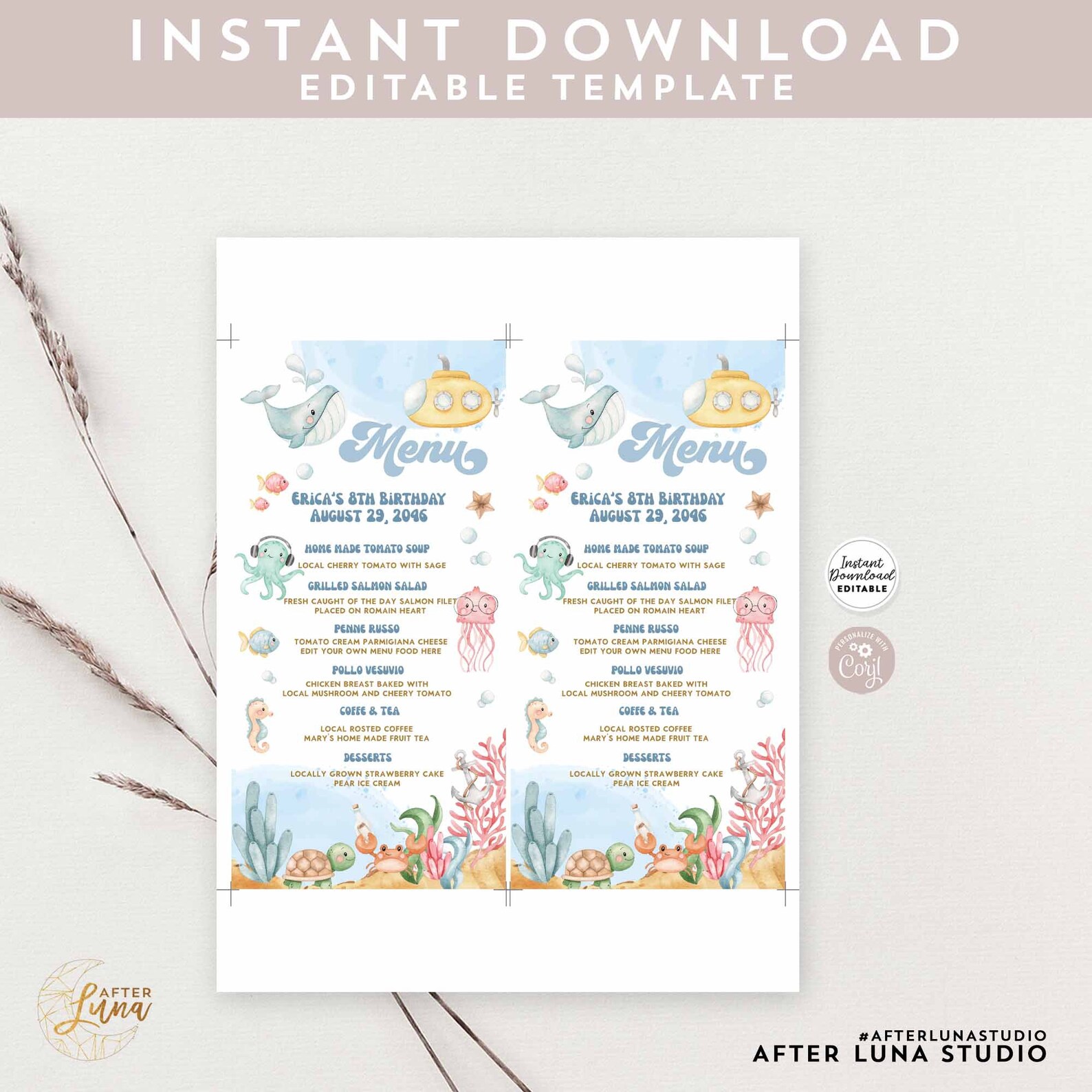 Editable ANY EVENT Boy Under the Sea Baby Shower Sprinkle Baptism ...