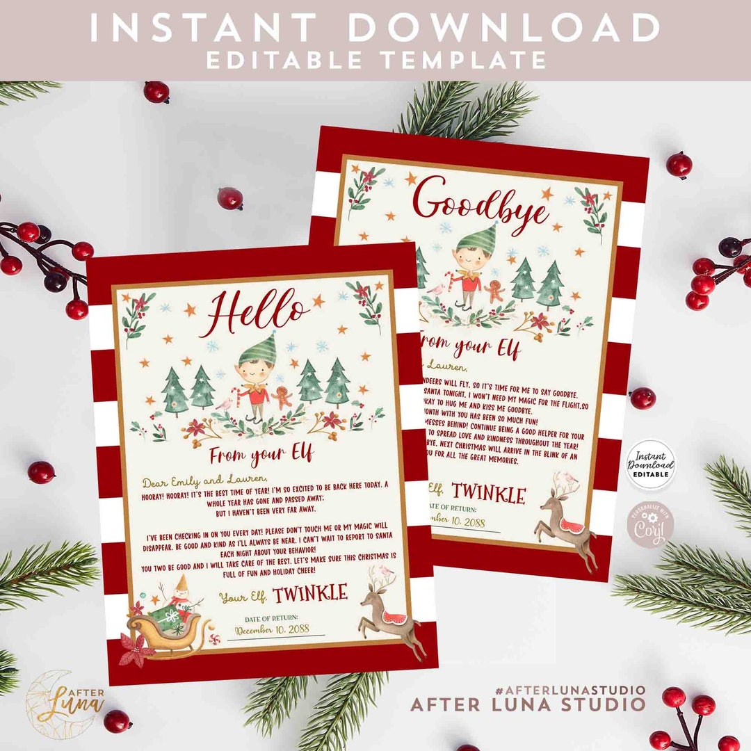EDITABLE Boy Elf Letter Bundle - Hello From Your Elf Return Letter I'm ...