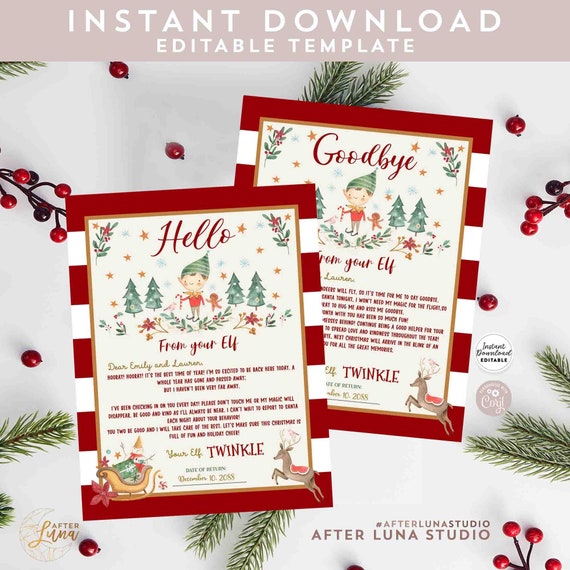 EDITABLE Boy Elf Letter Bundle Hello From Your Elf Return | Etsy
