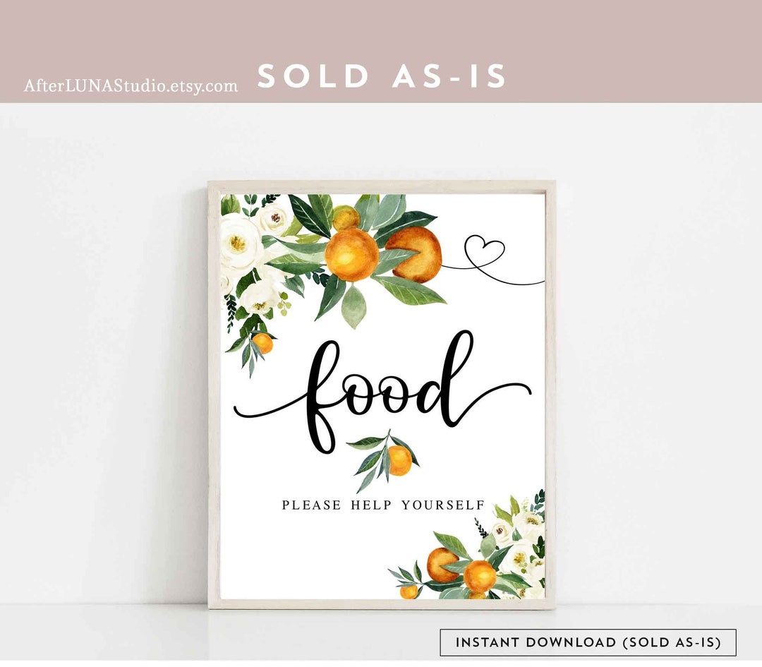 Orange Citrus Food Help Yourself Sign Floral Rustic A Little Cutie is ...