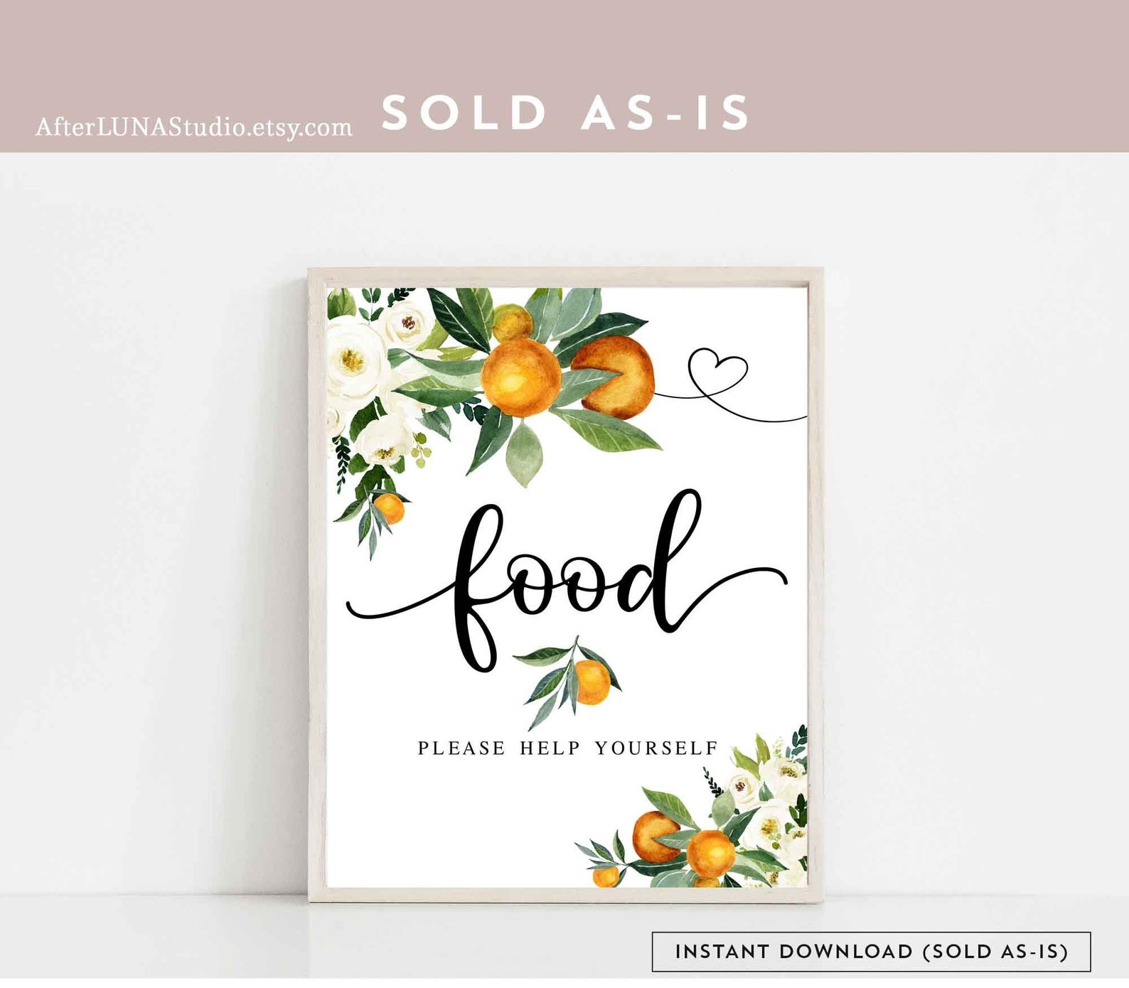 Orange Citrus Food Help Yourself Sign Floral Rustic A Little - Etsy