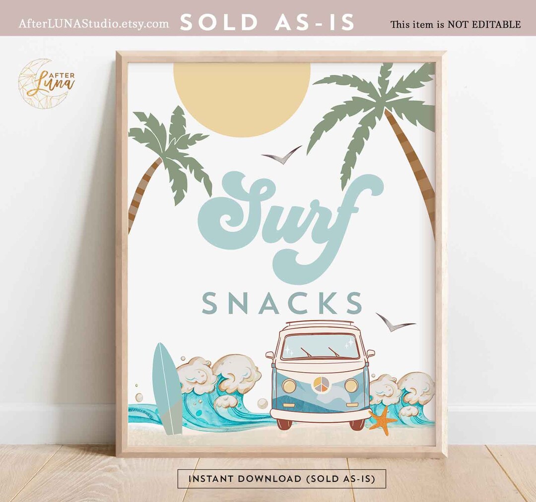 Boy Surfing Surf Birthday Decor Surf Snacks Treats Sign the Big One ...