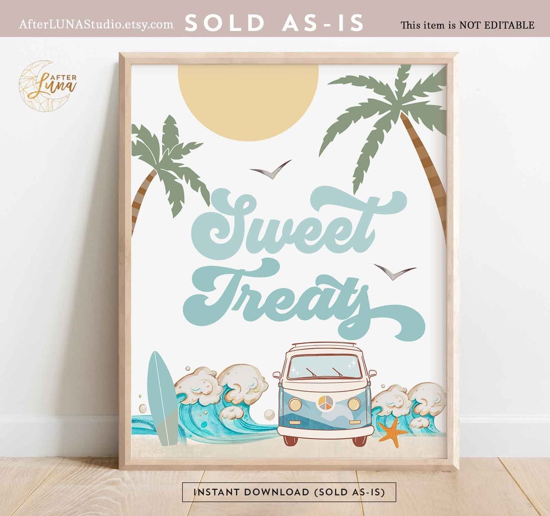 Boy Surfing Surf Birthday Decor Sweet Treats Sign the Big One Surf's up ...