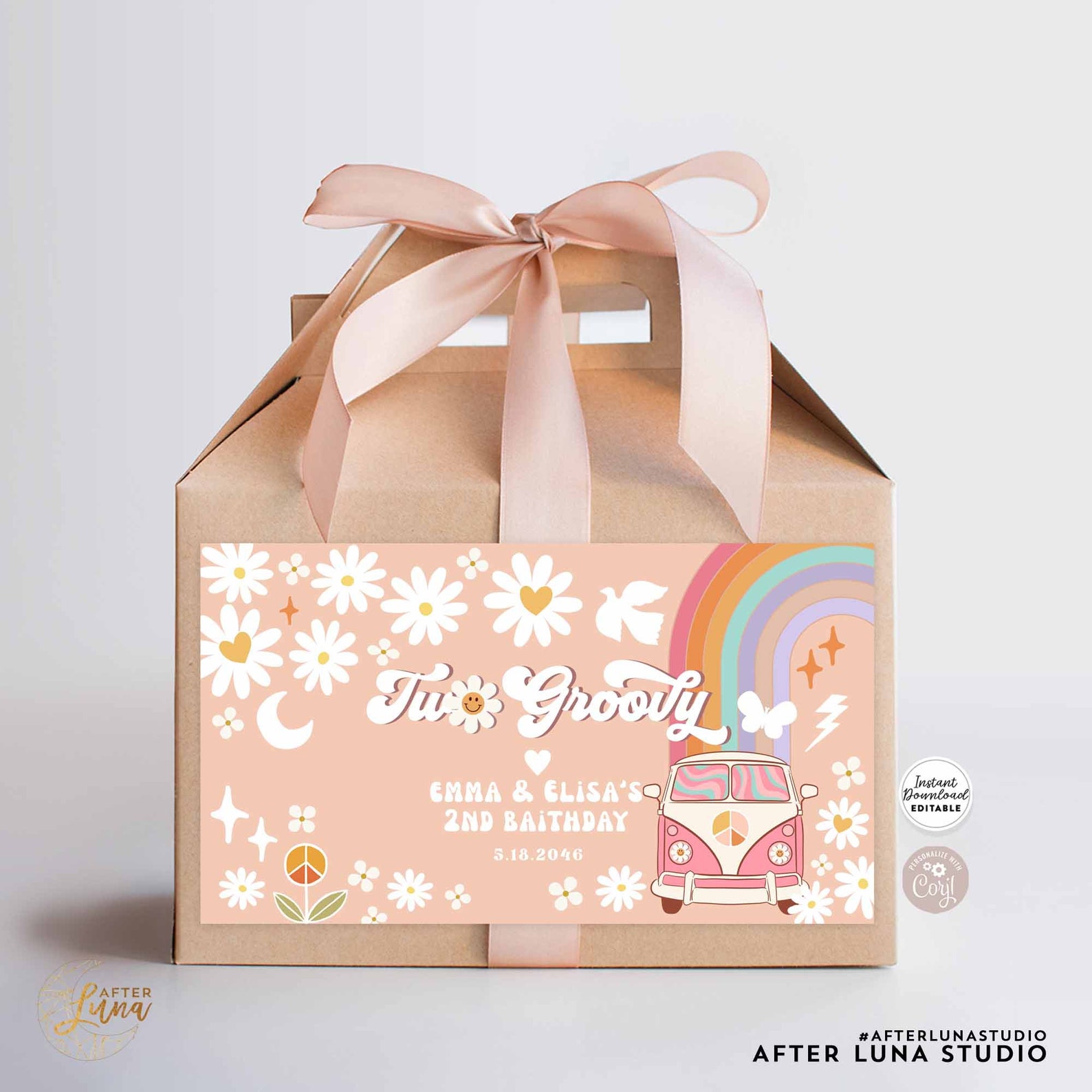 Editable ANY WORDING Pink Groovy Van Daisy TWO Groovy One - Etsy