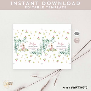 Editable Flopsy Bunny Pink Peter Rabbit Birthday Party Favor Chocolate ...