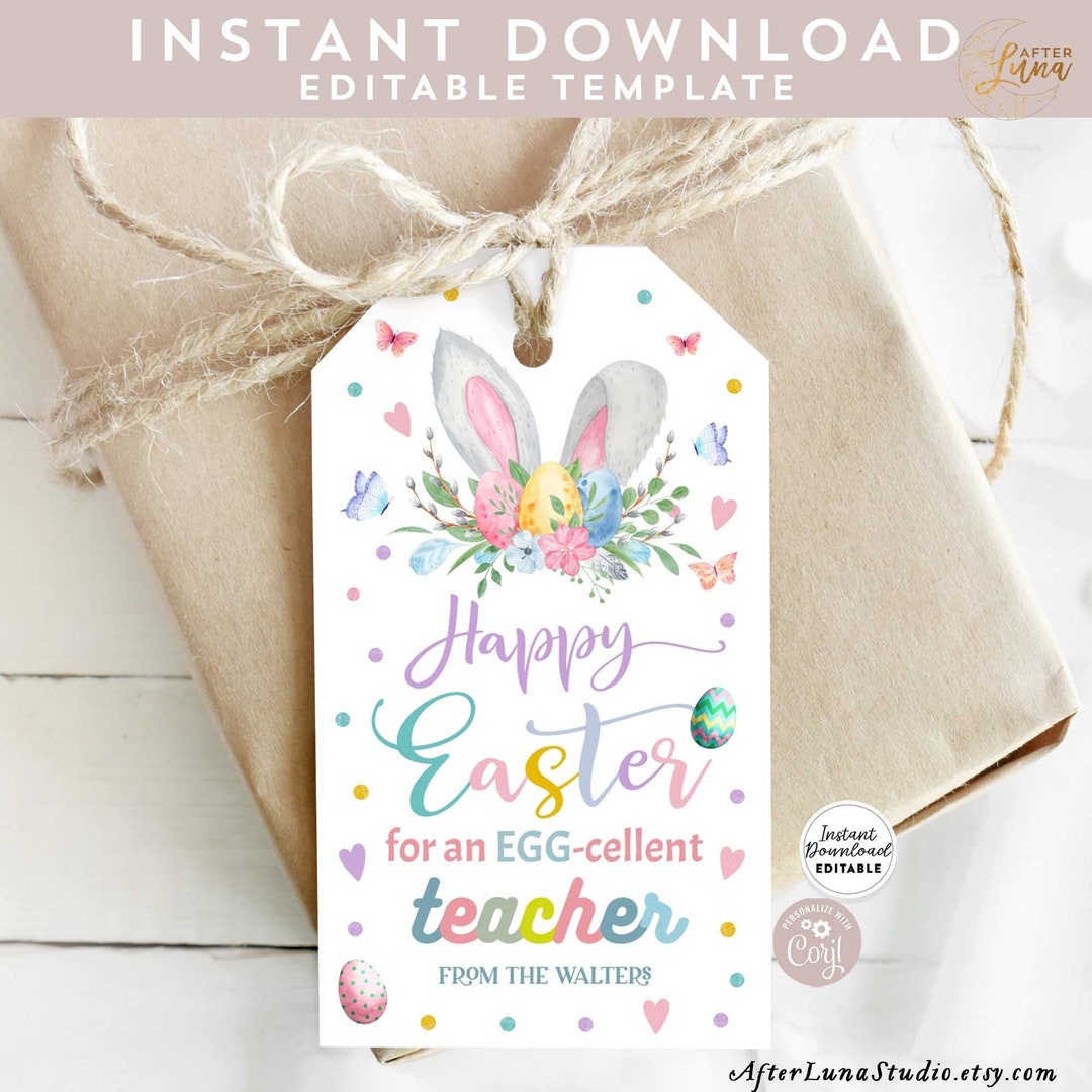 EDITABLE Personalized Easter Teacher Tag Tags Printable Easter Egg ...