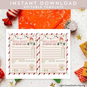 Editable Girl Elf Report Card Printable: Christmas Elf Activity Games ...