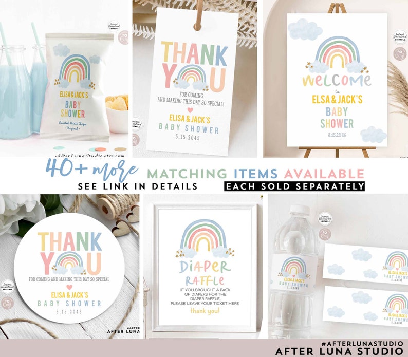 Editable Rainbow Thank You Treat Favor Round Sticker Tags - Etsy