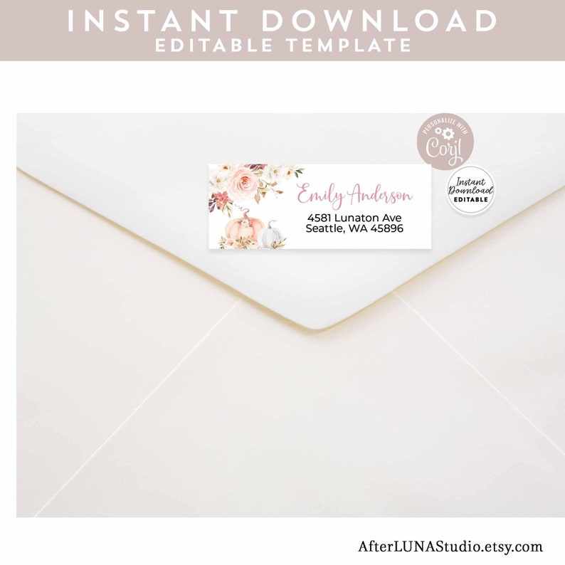 Editable Pink Pumpkin Fall Return Address Label Avery 5160 | Etsy
