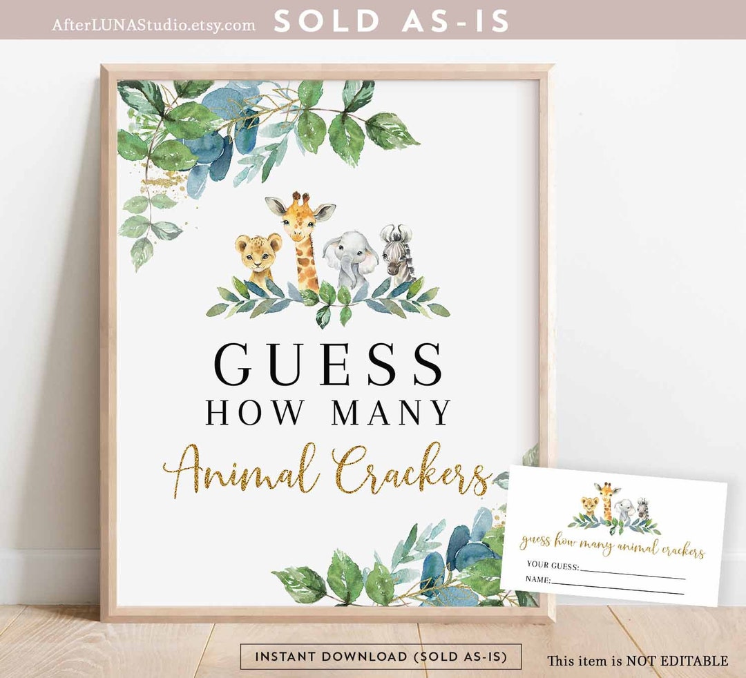 Greenery Gold Safari African Jungle Animal Guess How Many Animal ...