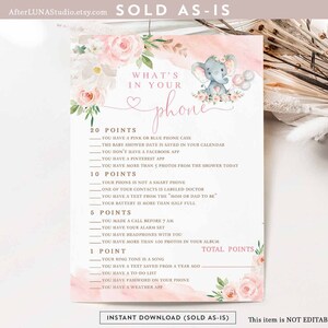 Blush Pink Elephant What's in Your Phone Game Little Peanut Girl ...