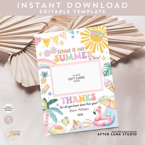 Editable Gift Card Holder School is Out Summer is Here Teacher ...