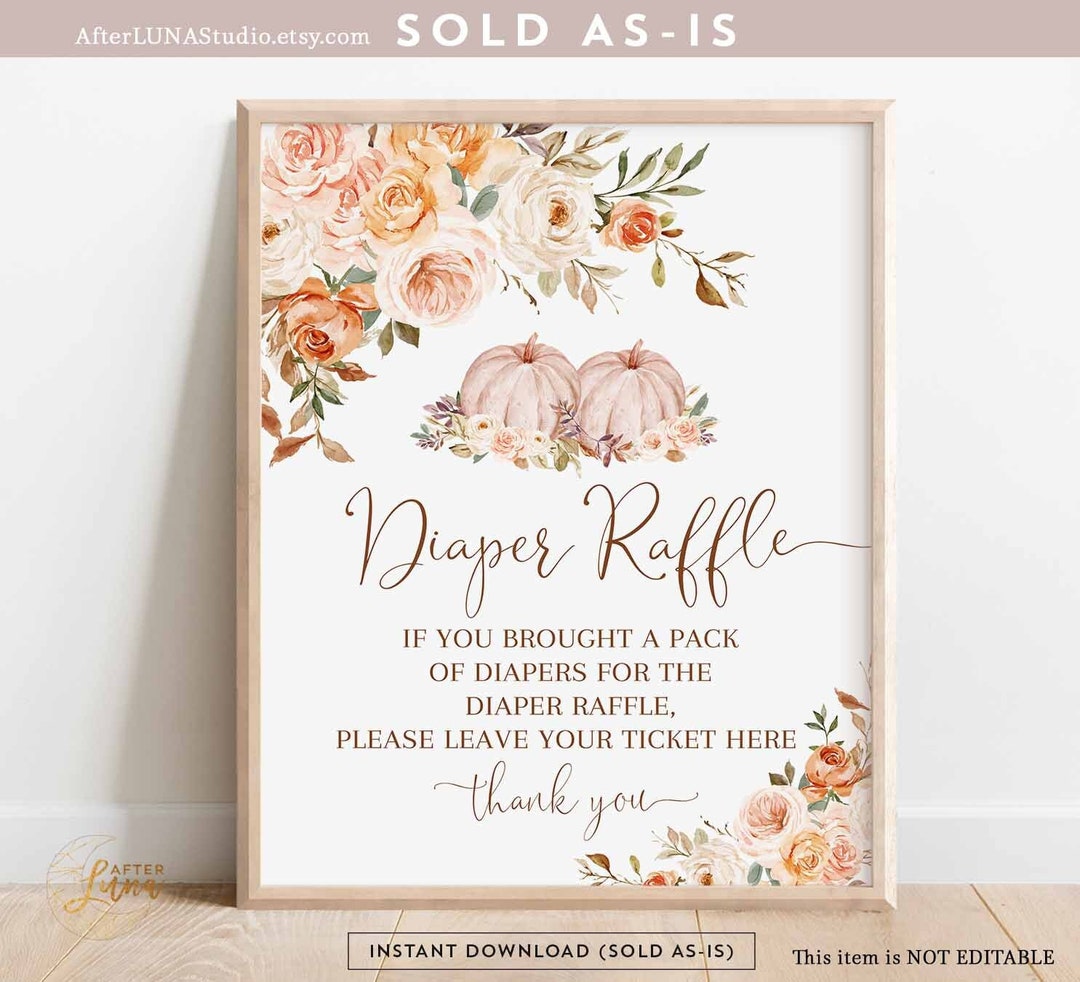 Twins Fall Pumpkin Diaper Raffle Sign Fall Virtual Baby Shower Sprinkle ...