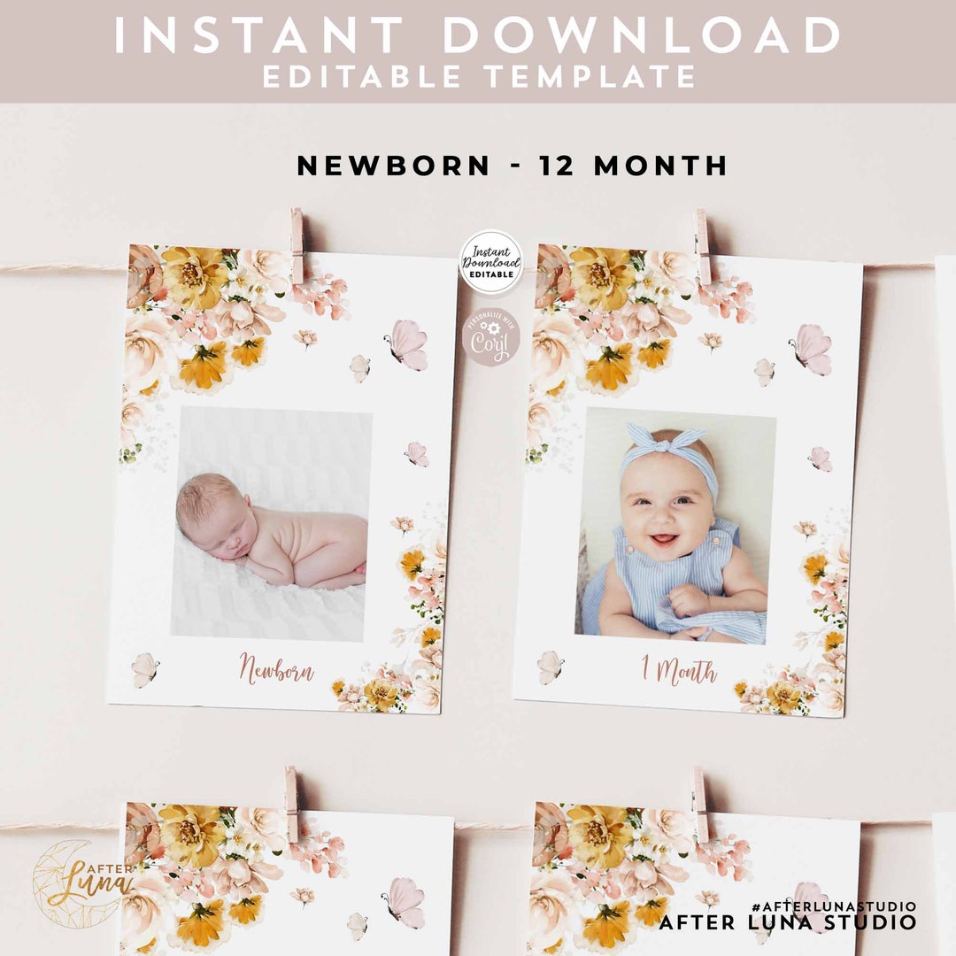 Editable Wildflower Butterfly Floral Wildflower Girl Birthday First ...