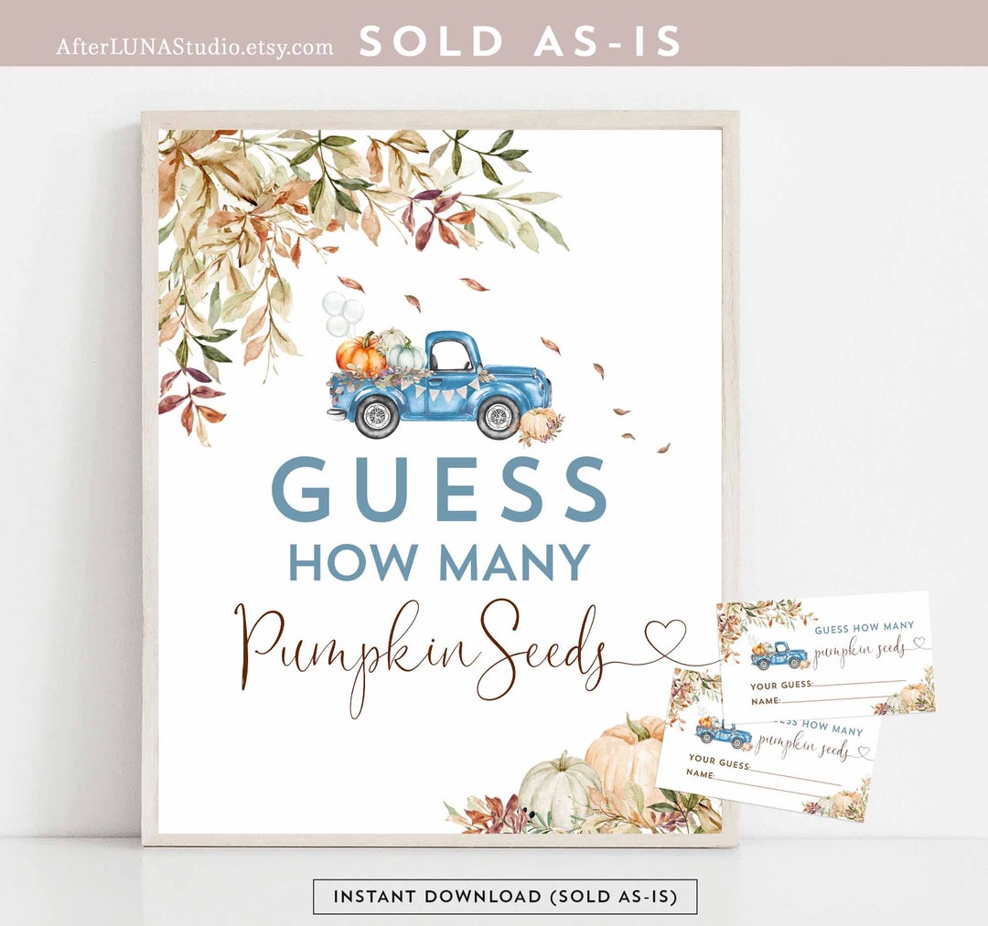 Fall Pumpkin Blue Truck Guess How Many Pumpkin Seeds Game Fall Baby ...