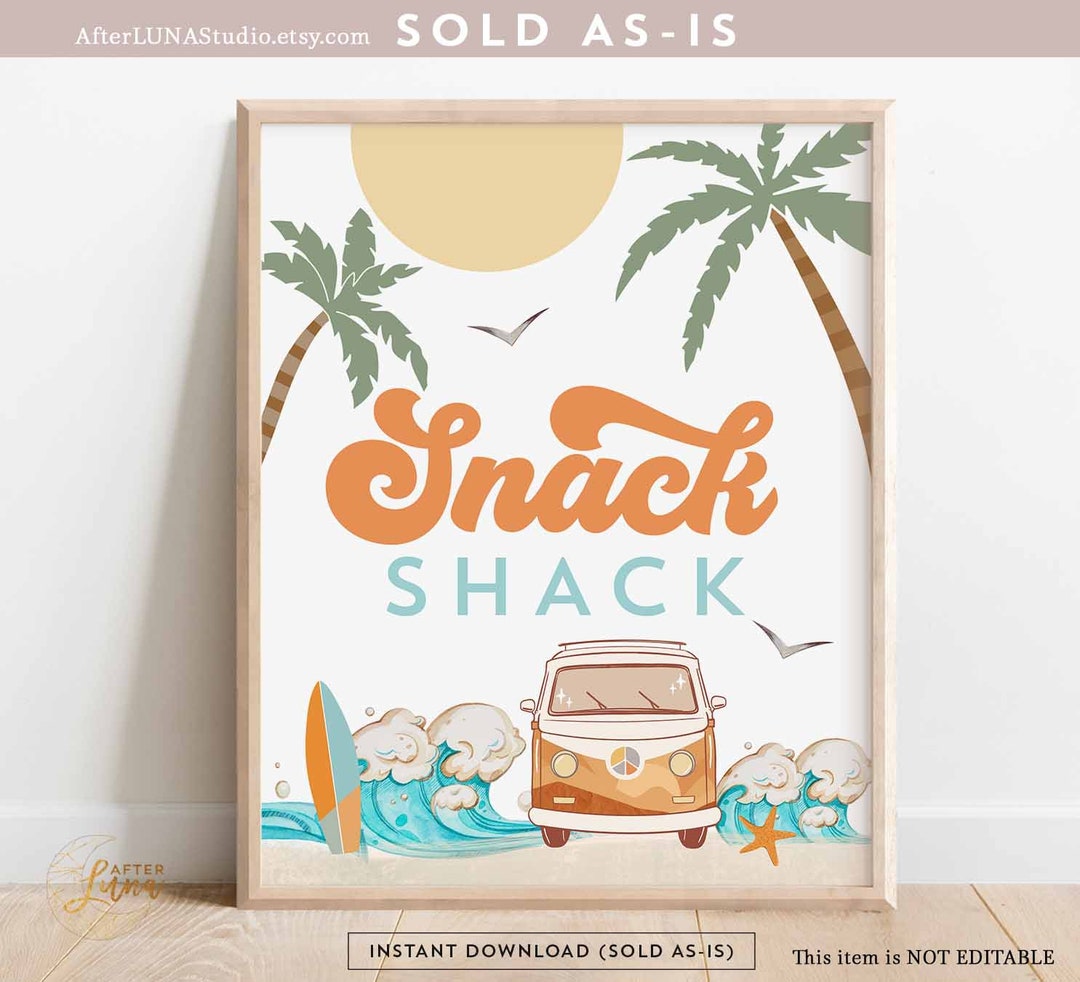 The Big One Birthday Snack Shack Sign: Surfing Beach Baby Shower Decor ...