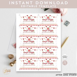 Editable Strawberry Baby Shower Diaper Raffle Ticket Insert Berry Sweet ...