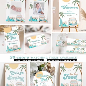 Editable ANY AGE Boy the Big One Surf's up Surfing Birthday Decor ...