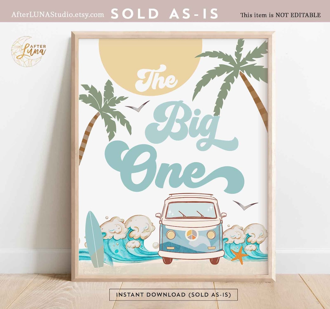 Boy the Big One Surfing 1st Birthday Party Decor Retro Surf Van ...