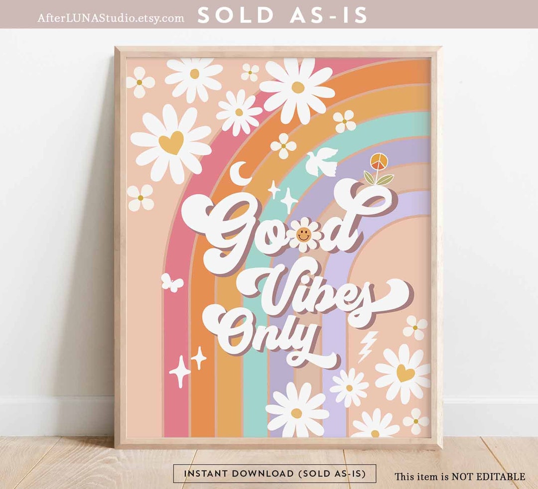 Groovy Birthday Party Decor 70' Daisy Good Vibes Only Decor Groovy ...