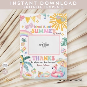 Editable Gift Card Holder School is Out Summer is Here Teacher ...