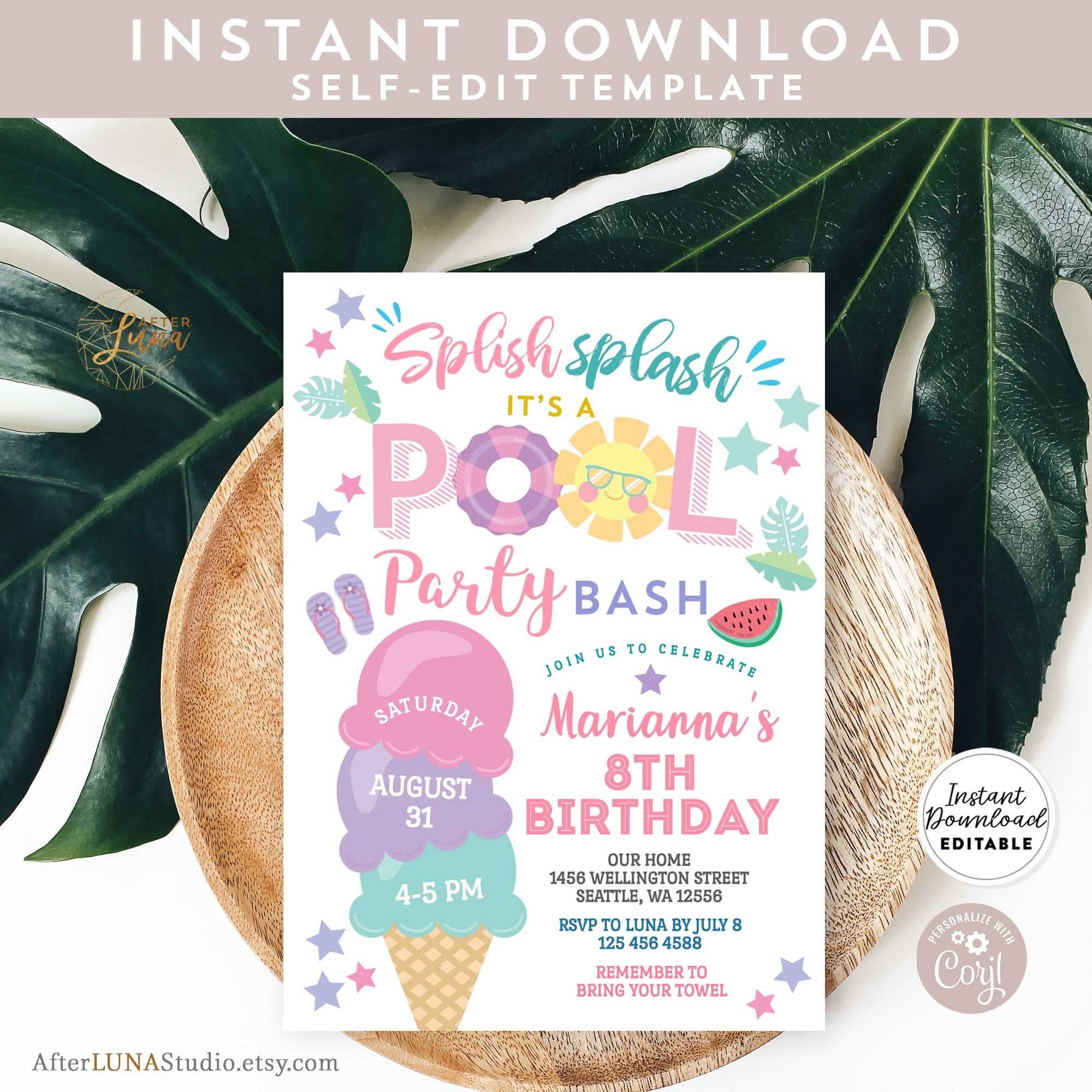 Teen Pool Party Invitations Templates