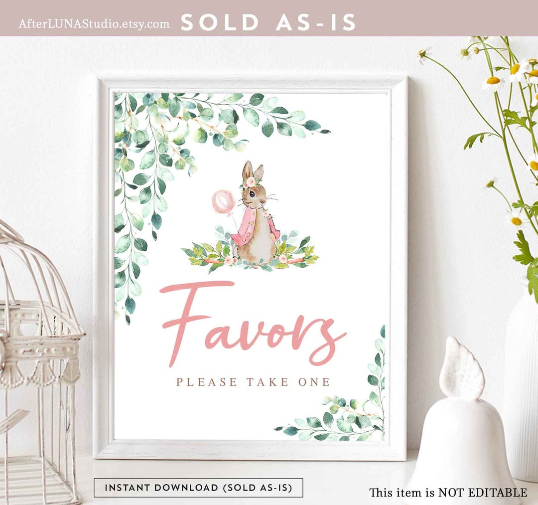 Girl Flopsy Pink Peter Rabbit Favor Favors Sign Rabbit Sign Peter ...