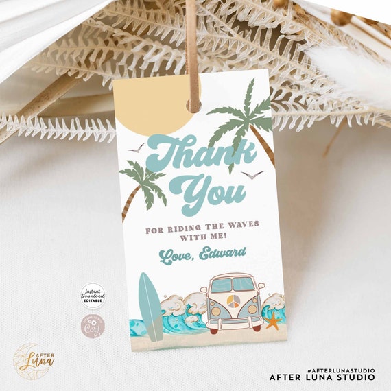 Editable Surf Tag Boy the Big One Surf up Birthday Party Favor - Etsy