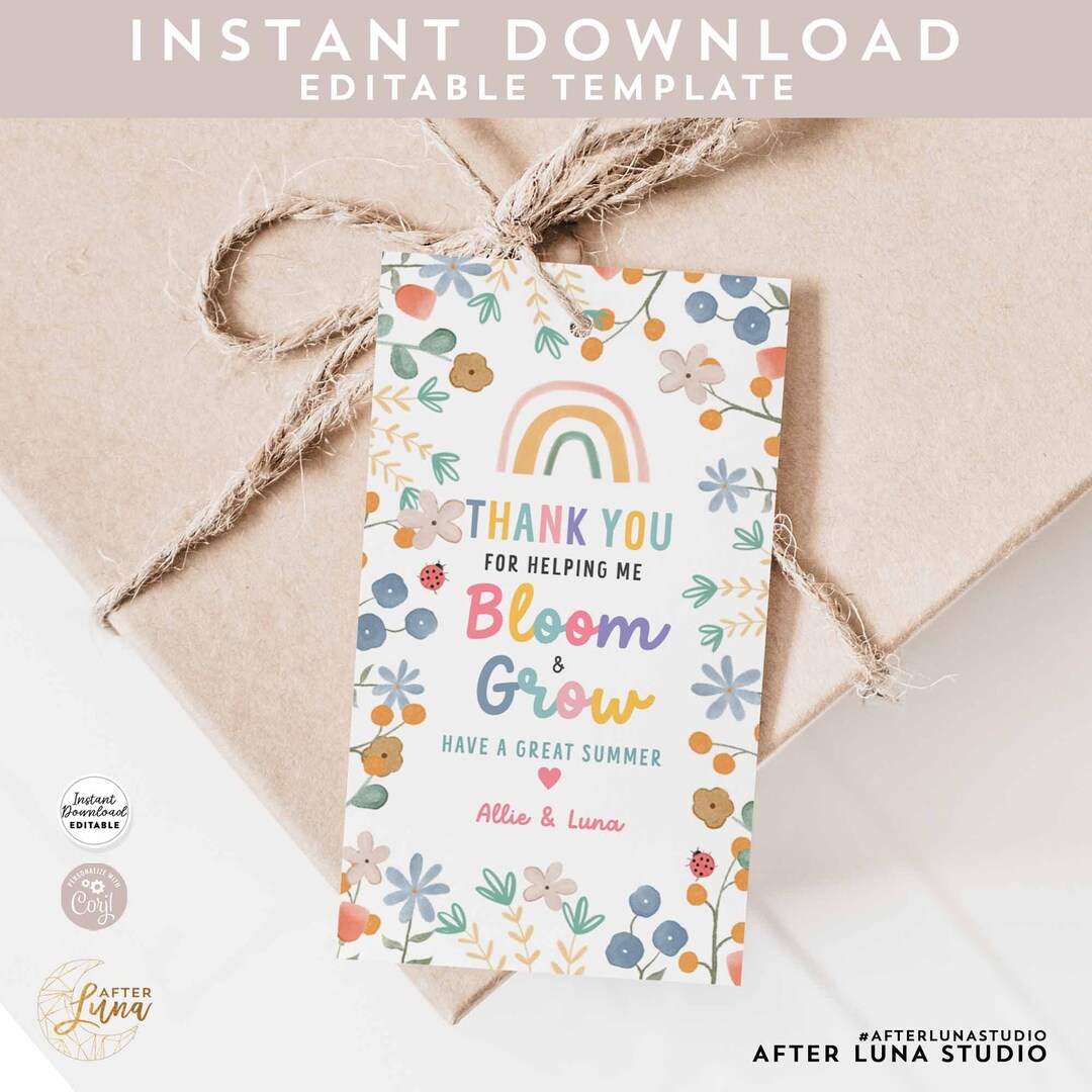 Editable Flower Teacher Appreciation Gift Tags End of Year Thank You ...