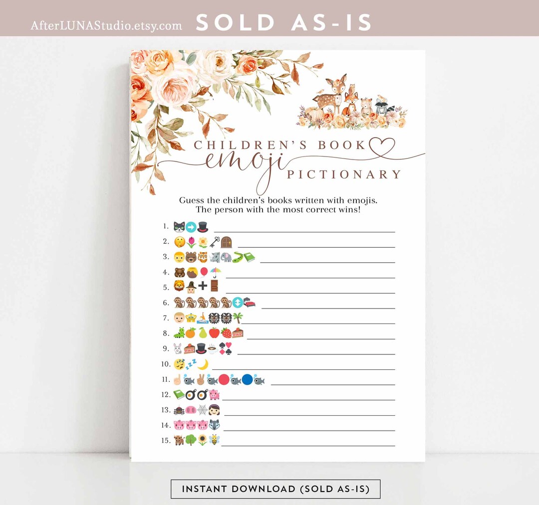 Fall Woodland Pumpkin Children's Book Emoji Pictionary Baby Book Game ...