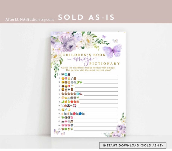 Purple Lavender Butterfly Children's Book Emoji Pictionary - Etsy