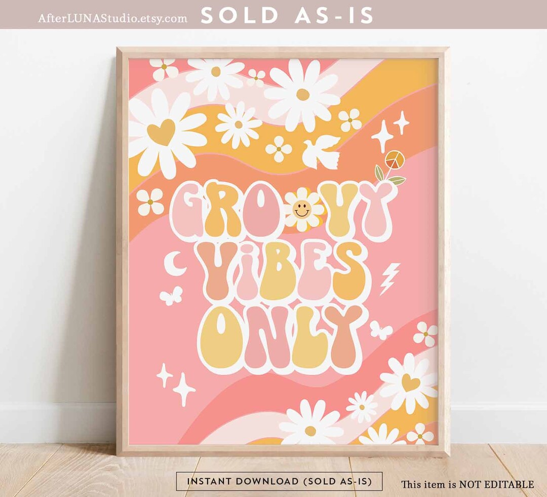 Pink Groovy Birthday Party Decor Peach Pink Daisy Groovy Vibes Only ...