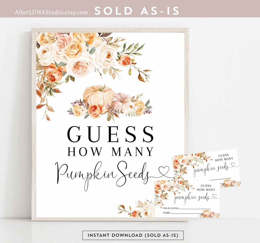 Fall Pumpkin Guess How Many Pumpkin Seeds Printable Pumpkin Baby ...