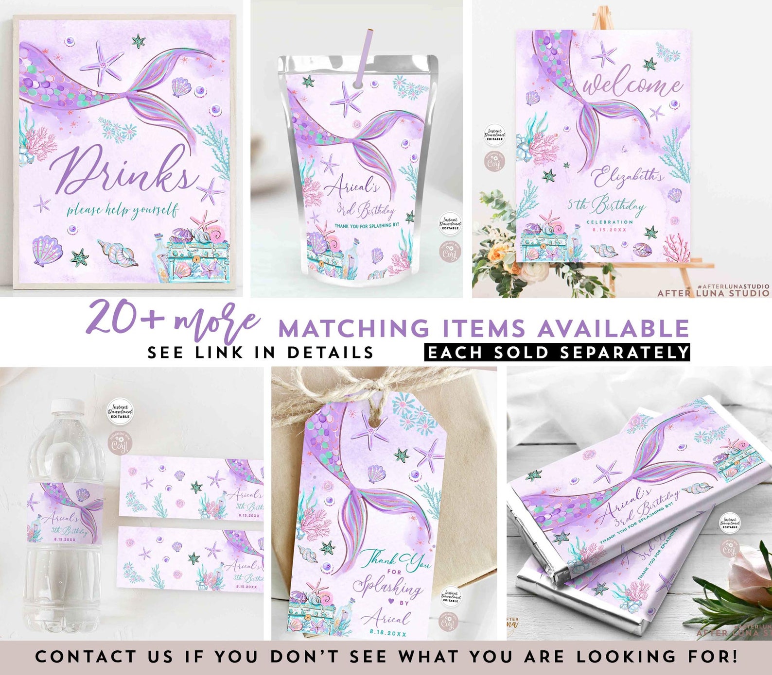 Editable Lavender Purple Teal Mermaid Chocolate Bar Wrapper - Etsy