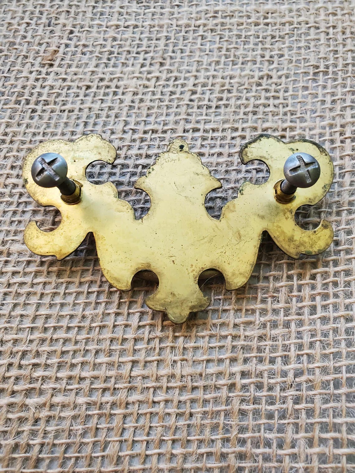 Vintage Flat Bat Drop Bail Pull Handle Solid Dark Aged Brass 2-1/2 ...