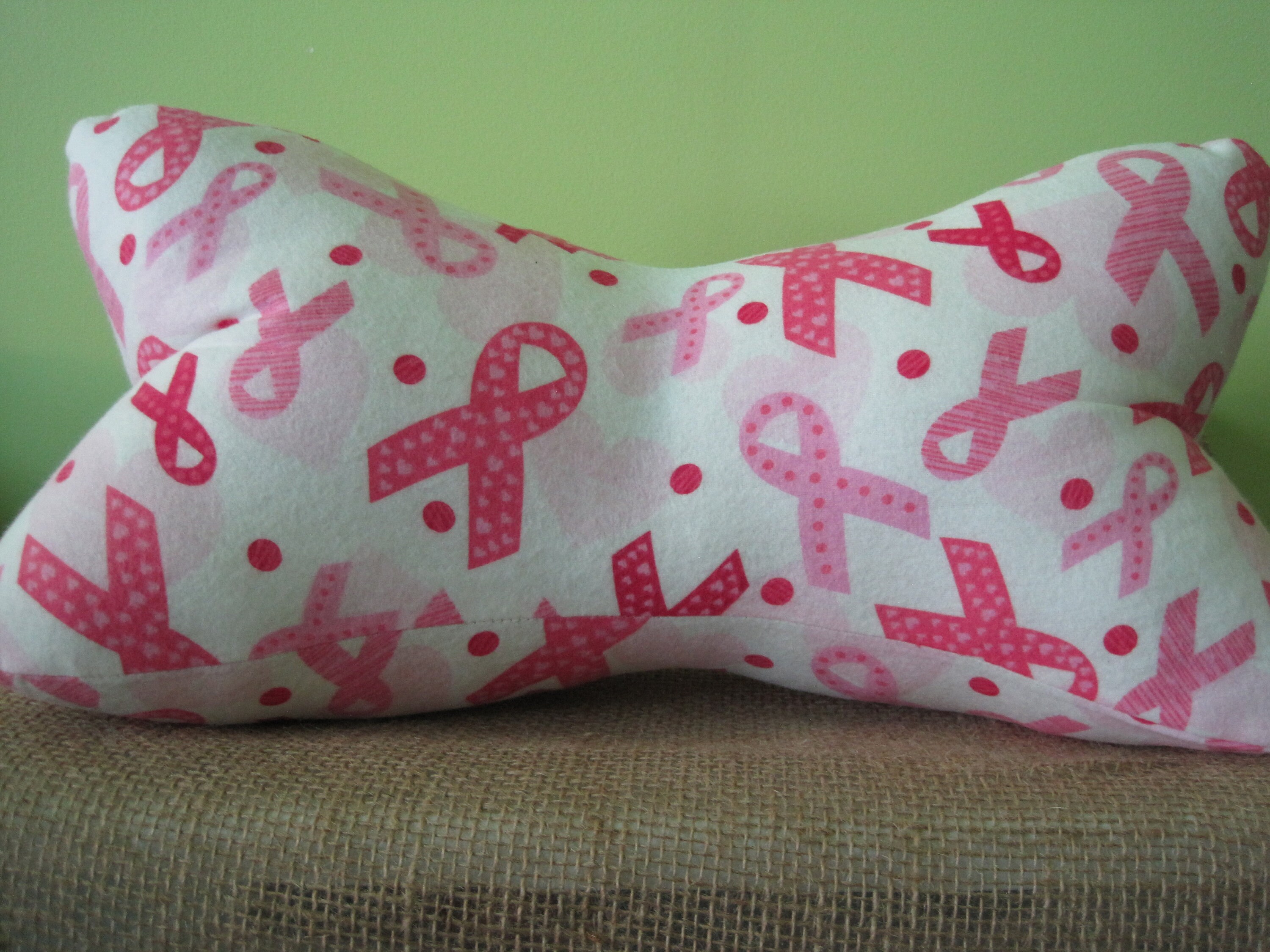 Bed Pillows Flannel Fabric Breast Cancer Ribbon Themed Bone Neck Pillow ...