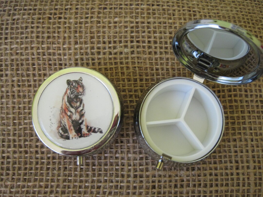 Tiger Themed Three-compartment Pill Box - Etsy