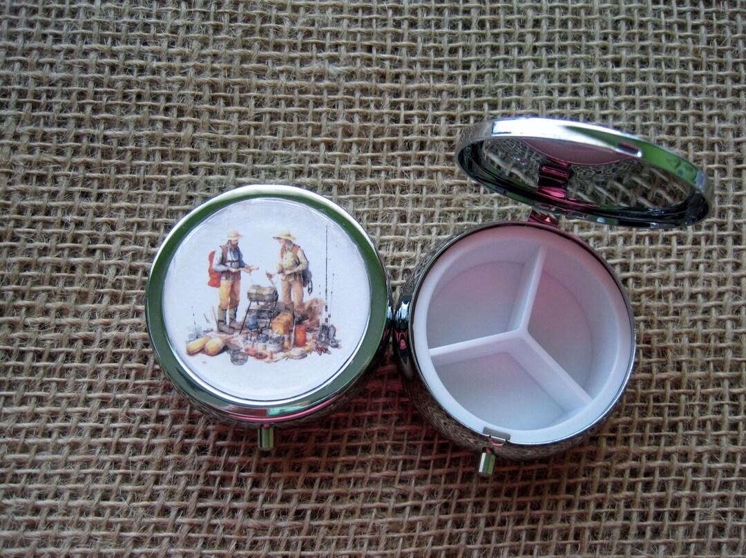 Fishing Themed Three-compartment Pill Box (choose Your Image) - Etsy