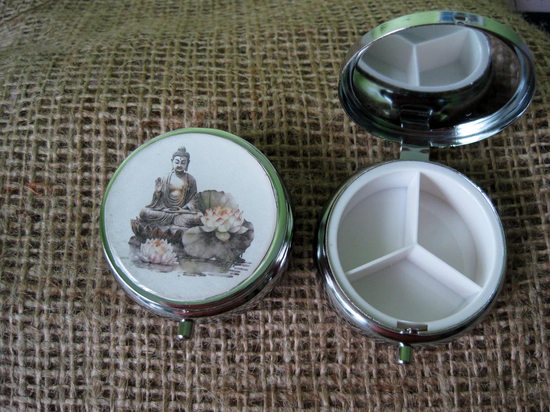 Buddha Themed Three-compartment Pill Box (choose Your Image) - Etsy